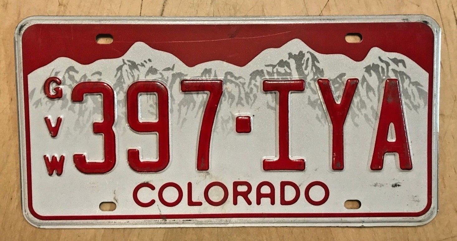 COLORADO GVW GROSS VEHICLE WEIGHT TRUCK SEMI LICENSE PLATE " 397 IYA ...