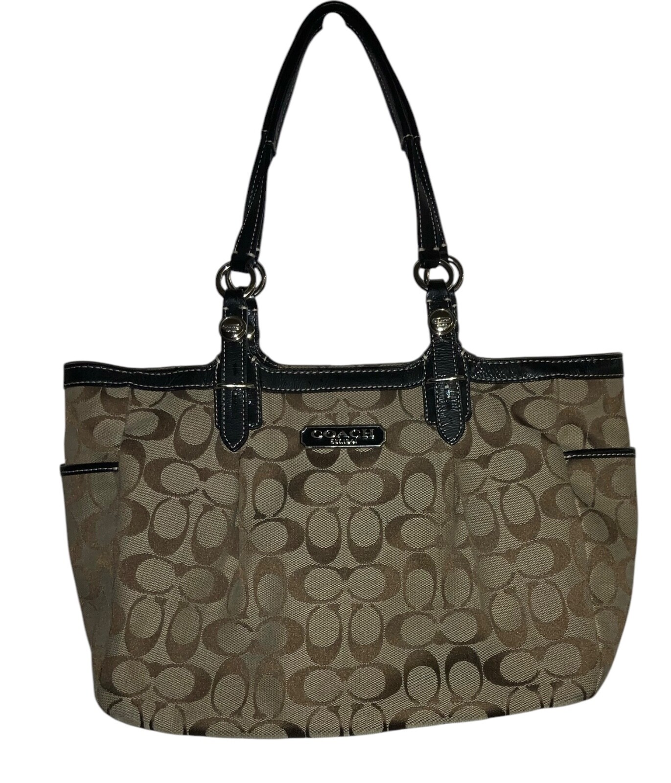 Vintage COACH Gallery East West Brown Signature C Bla… - Gem