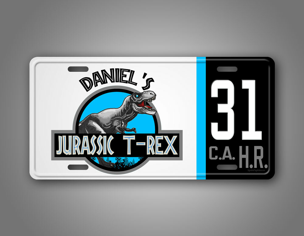 Custom Jurassic T-Rex License Plate Dinosaur Park Jeep Wrangler Sahara ...