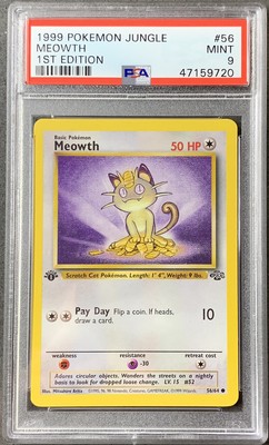 Pokemon Card 1st Edition Meowth PSA Mint 9, Jungle Set #56 1999 (u) | eBay