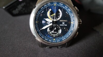 Seiko PROSPEX World Time Solar Quartz Watch SSC507P1 Blue 42mm ...