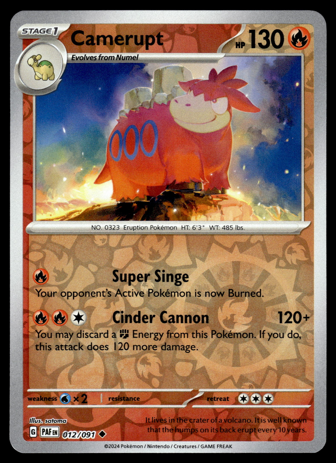 Camerupt Reverse Holo NM 012/091 Paldean Fates Pokemon Card | eBay