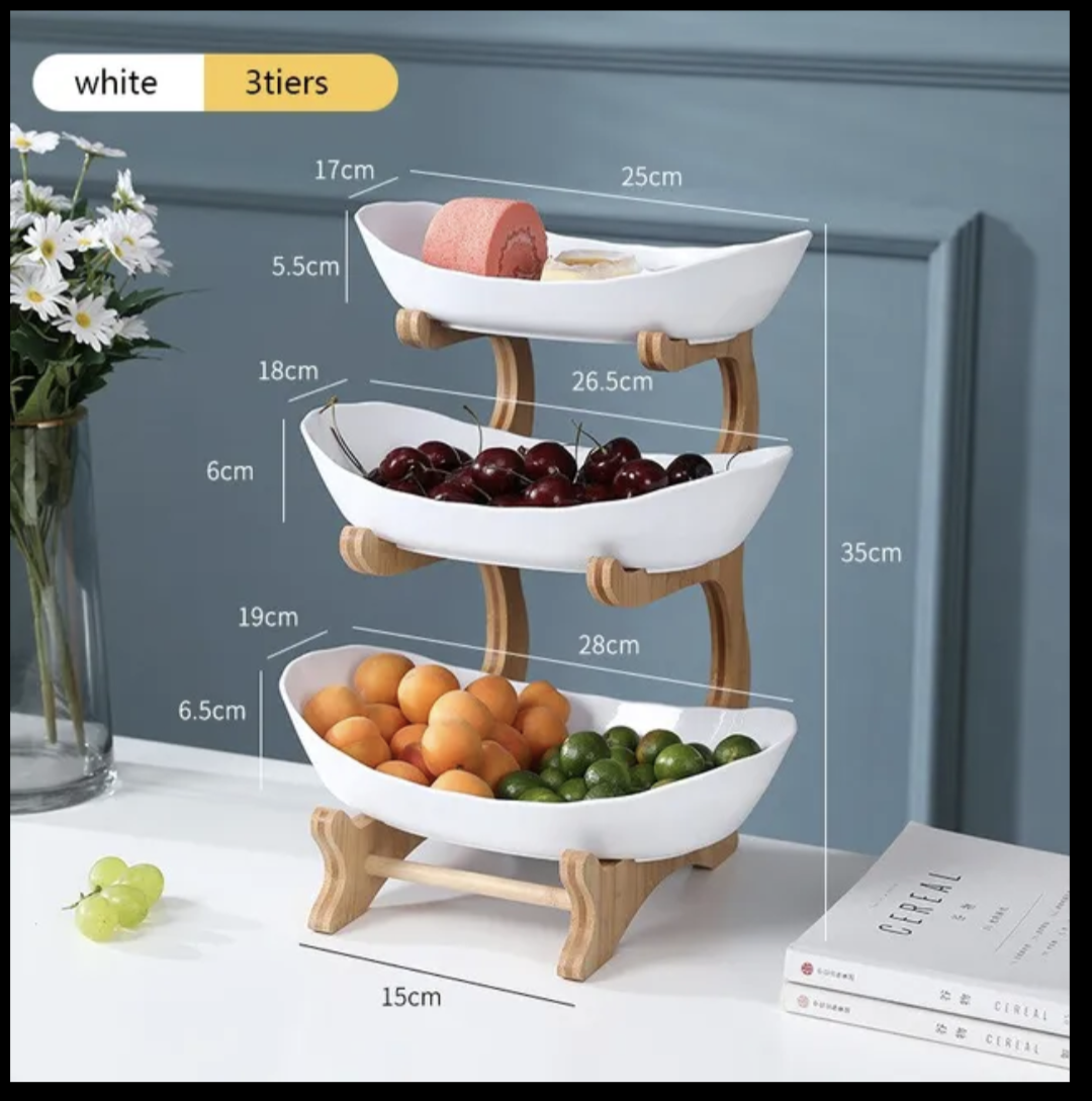 3 Tier Fruit Storage Basket Bowl Holder Vegetable Utility Rack & Dining ...