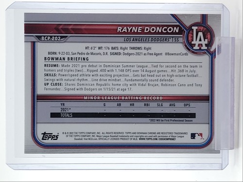 RAYNE DONCON 2022 BOWMAN CHROME 1ST BASEBALL DODGERS Q3573 | eBay
