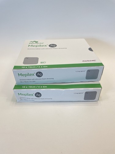 2 Boxes 5 ea Molnlycke 287100 Mepilex Ag Silicone Foam Dressing 4" x 4 ...