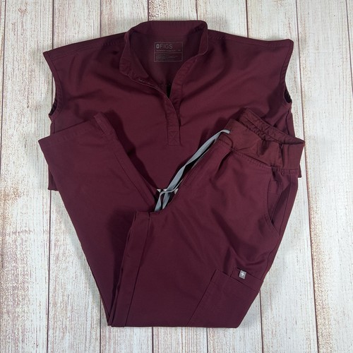 Figs Technical Collection Scrub Set Women’s Burgandy Sleeveless Top XS ...