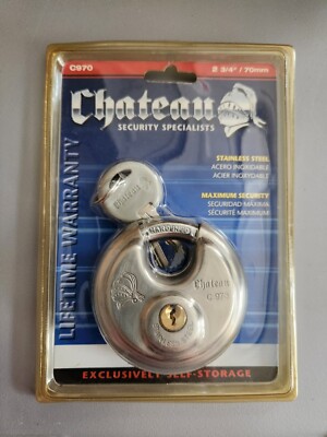 Chateau Padlock Stainless Steel Heavy Duty 2 Keys Round Disc Lock ...