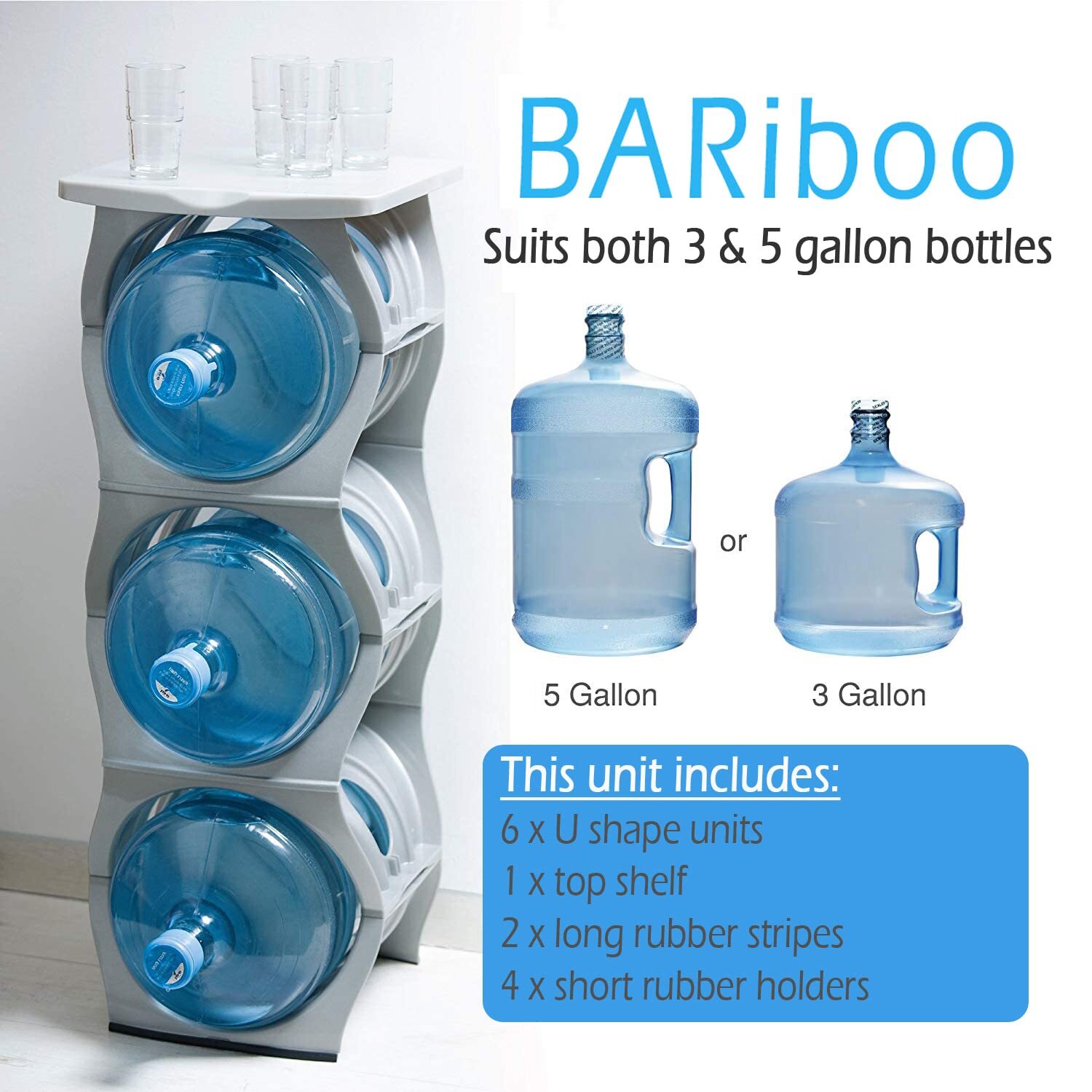 Stackable Water Bottle Storage Rack Water Jugs 5 Gallon Organizer. Jug ...