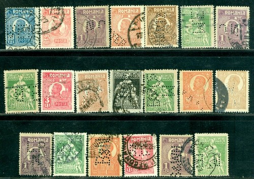 1920/1929 PERFIN,Perforées,Perforate,Firmenlochungen,Romania,Lot.3=20 ...