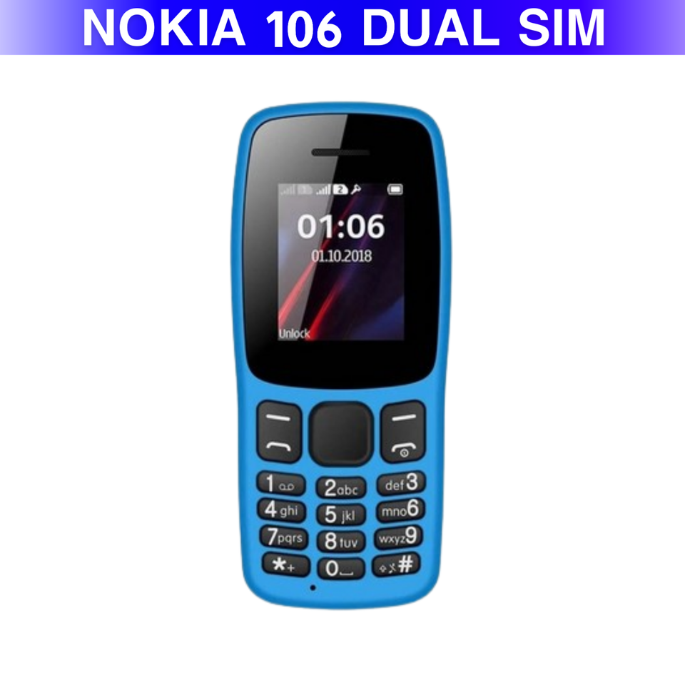 New Nokia 106 - DUAL SIM (2018) Unlocked - Blue 1.8" Screen 2G Mobile ...
