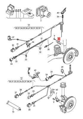 Genuine ABS Wheel Speed Sensor Right Rear VW AUDI Beetle Jetta ...