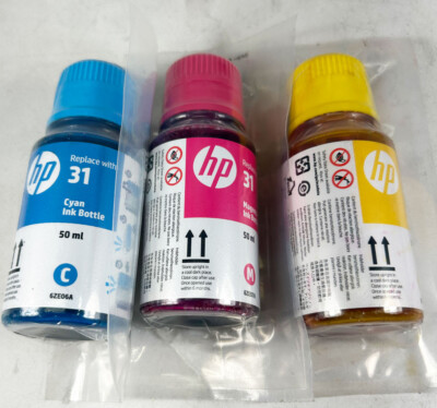 Genuine HP 31 Color Ink Bottle 50ml for Smart Tank 7001 7301 Plus 551 ...