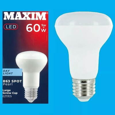 1x 9W =60W LED R63 Reflector Spot Light Bulbs 6500K Daylight White ES ...