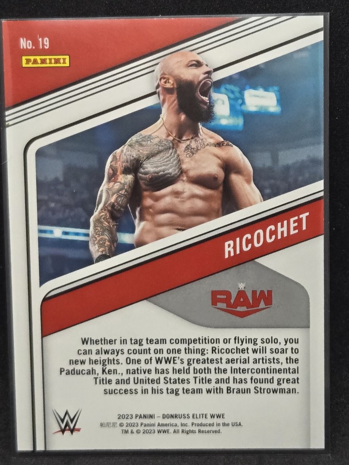 WWE Panini Donruss Elite Ricochet Red Aspirations /75 #19 SP | eBay