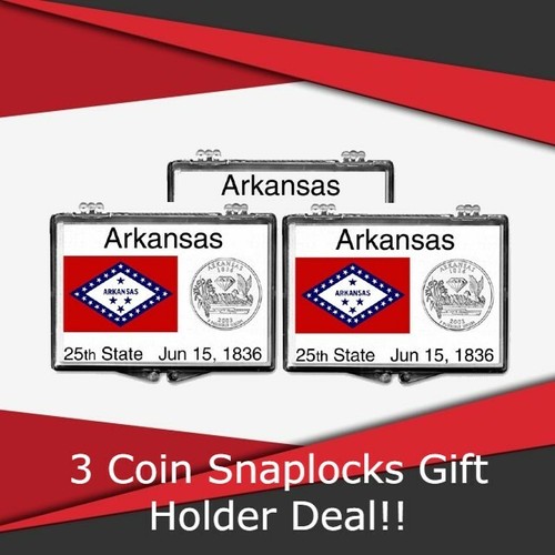 Coin Snaplocks Arkansas State Flag Holder Quarters Storage Deal of 3 ...