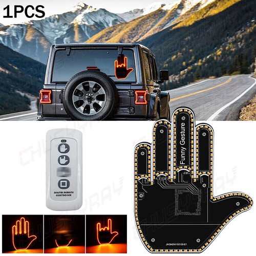 Car Finger Light Remote Signs Middle Finger Gesture Light 3 Modes for ...