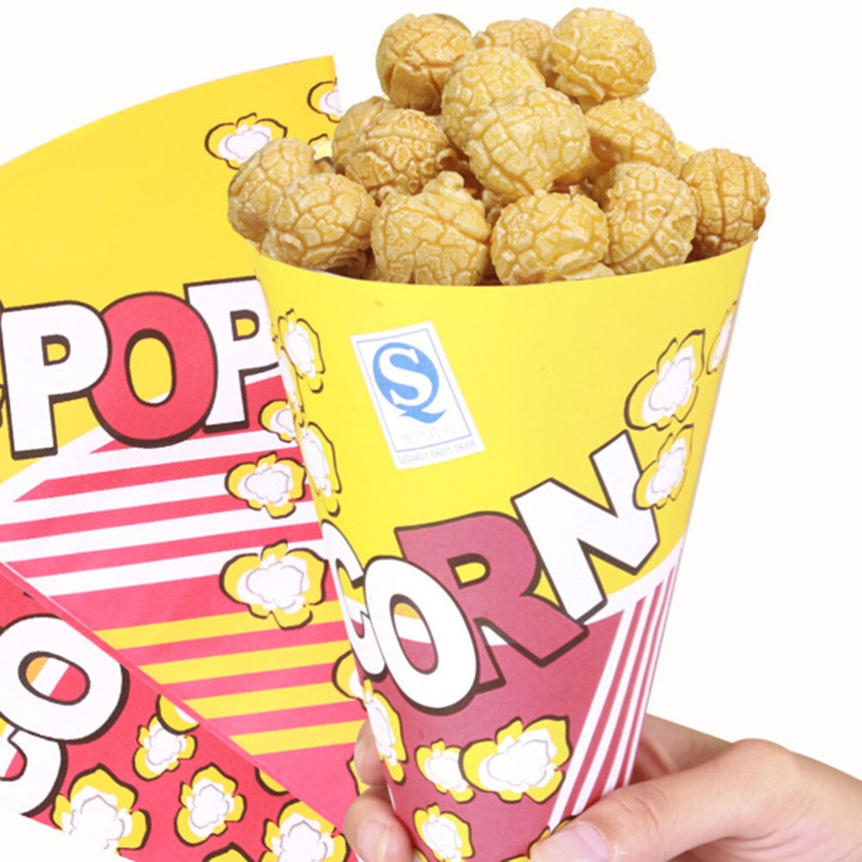 100PCS Popcorn Bag Paper Food Bag Triangle Paper Popcorn Bag Cone ...