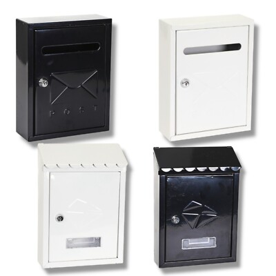 POST BOX LARGE LETTER MAIL BOX STEEL LOCKABLE OUTDOOR WALL MOUNTED WITH ...