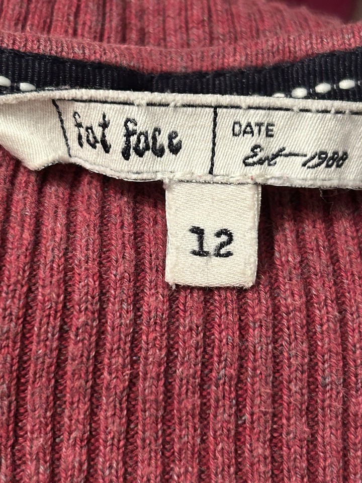 FAT-FACE Knit Jumper Dress UK 12 Burgundy Fair Isle Cotton Fit & Flare ...