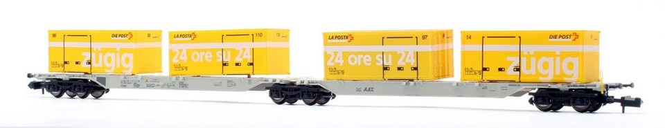 HOBBYTRAIN 'N' GAUGE H23707 AAE SWISS POST CONTAINER WAGON | eBay UK