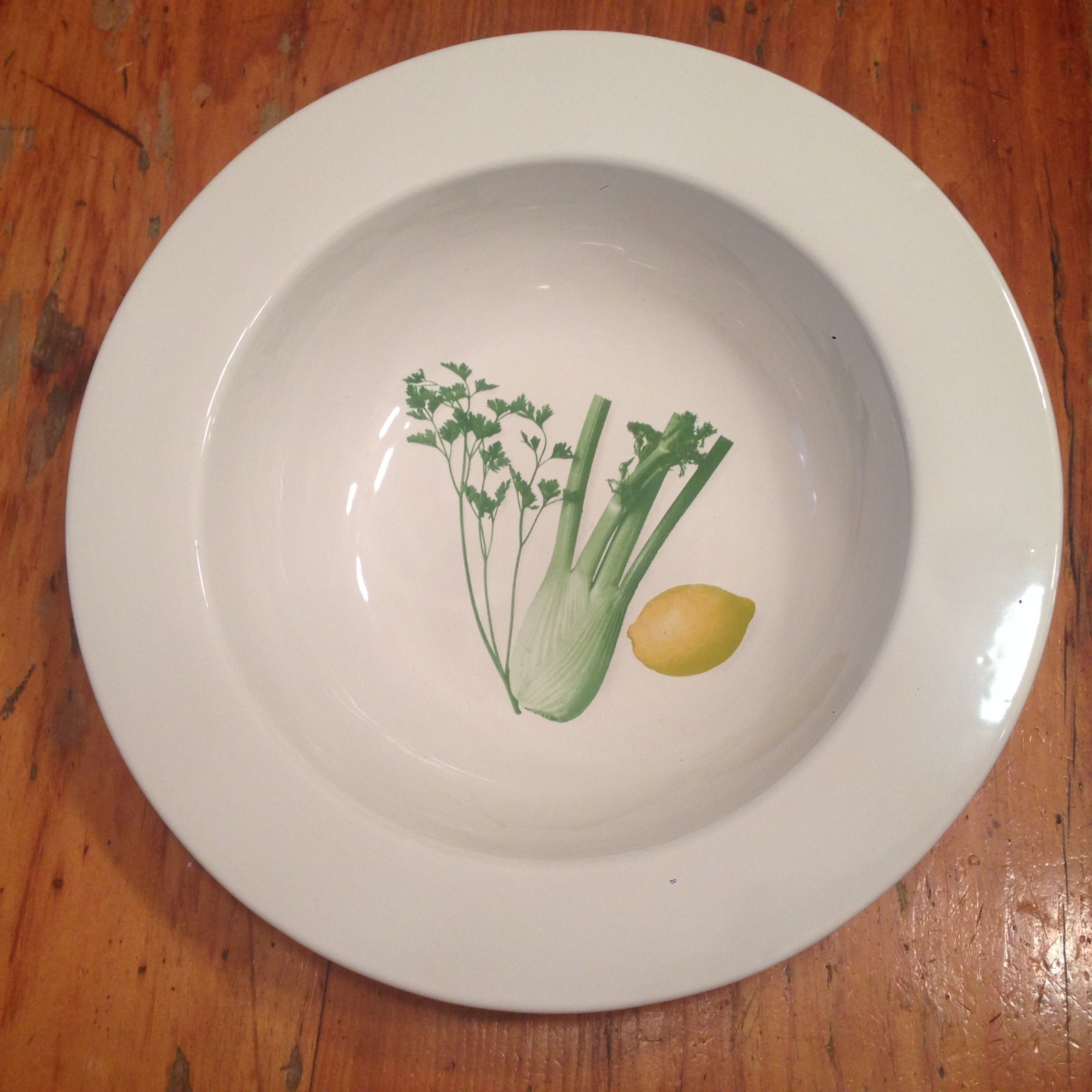 FAPOR Portugal Large Rim Serving Bowl 12-3/8" Celery Parsley Lemon EX ...
