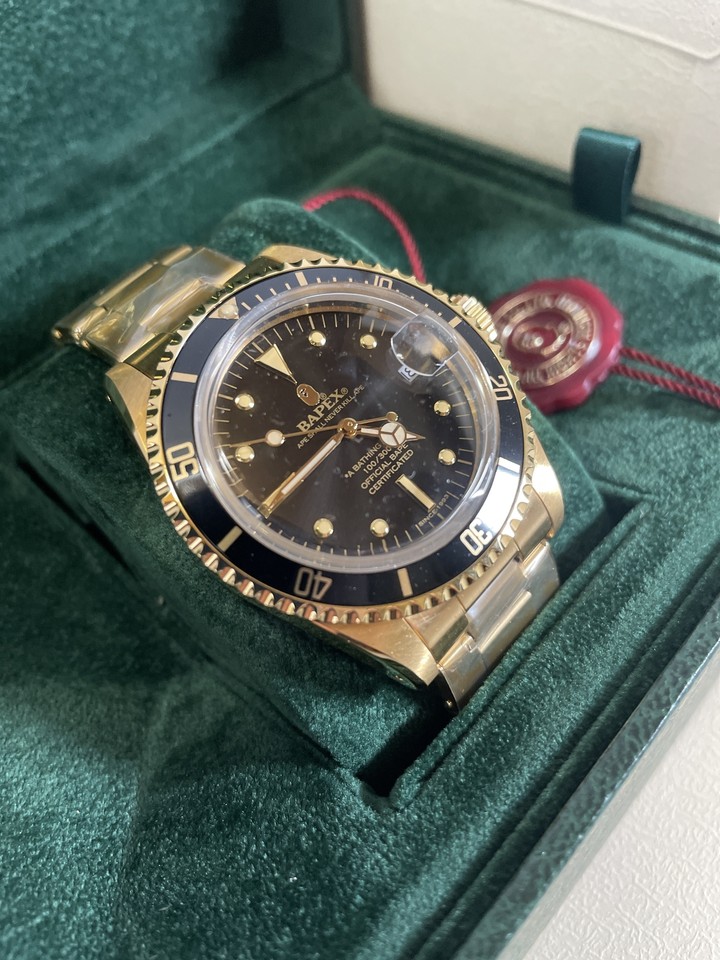 A BATHING APE CLASSIC TYPE 1 BAPEX Black Gold Men's Watch Stainless ...