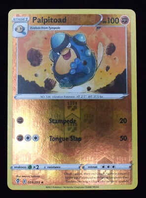 Pokemon TCG Palpitoad 089/203 Evolving Skies Reverse Holo Uncommon Card ...