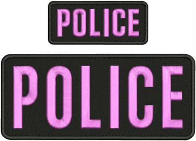 POLICE EMBROIDERY PATCH 4X10 AND 2X5 HOOK ON BACK PINK ON BLACK | eBay