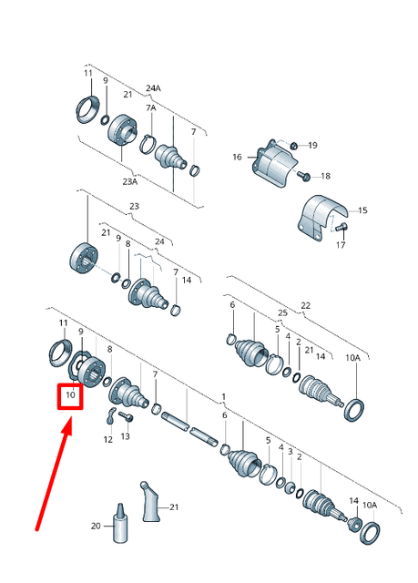 AUDI A1 8X Front Left Driveshaft 6Q0407623E 1.4TFSI 2010 for sale ...