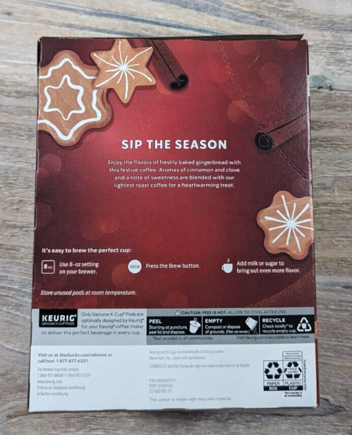 Starbucks Gingerbread K Cups - 3 Boxes - (66 K-cups) Limited Edition ...