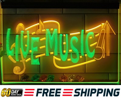 Live Music LED Neon Light Sign Beer Home Bar Lounge Club Pub Wall Art ...