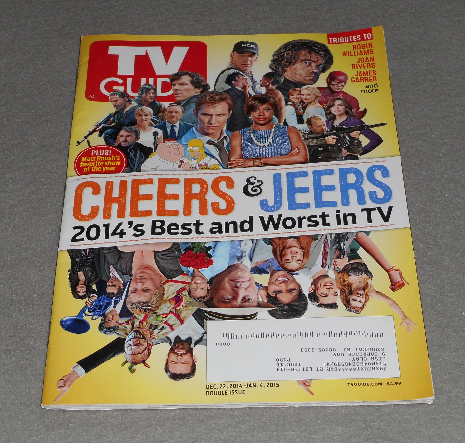 TV GUIDE ~ CHEERS & JEERS Cover ~ December 2014 ~ Double Issue ...