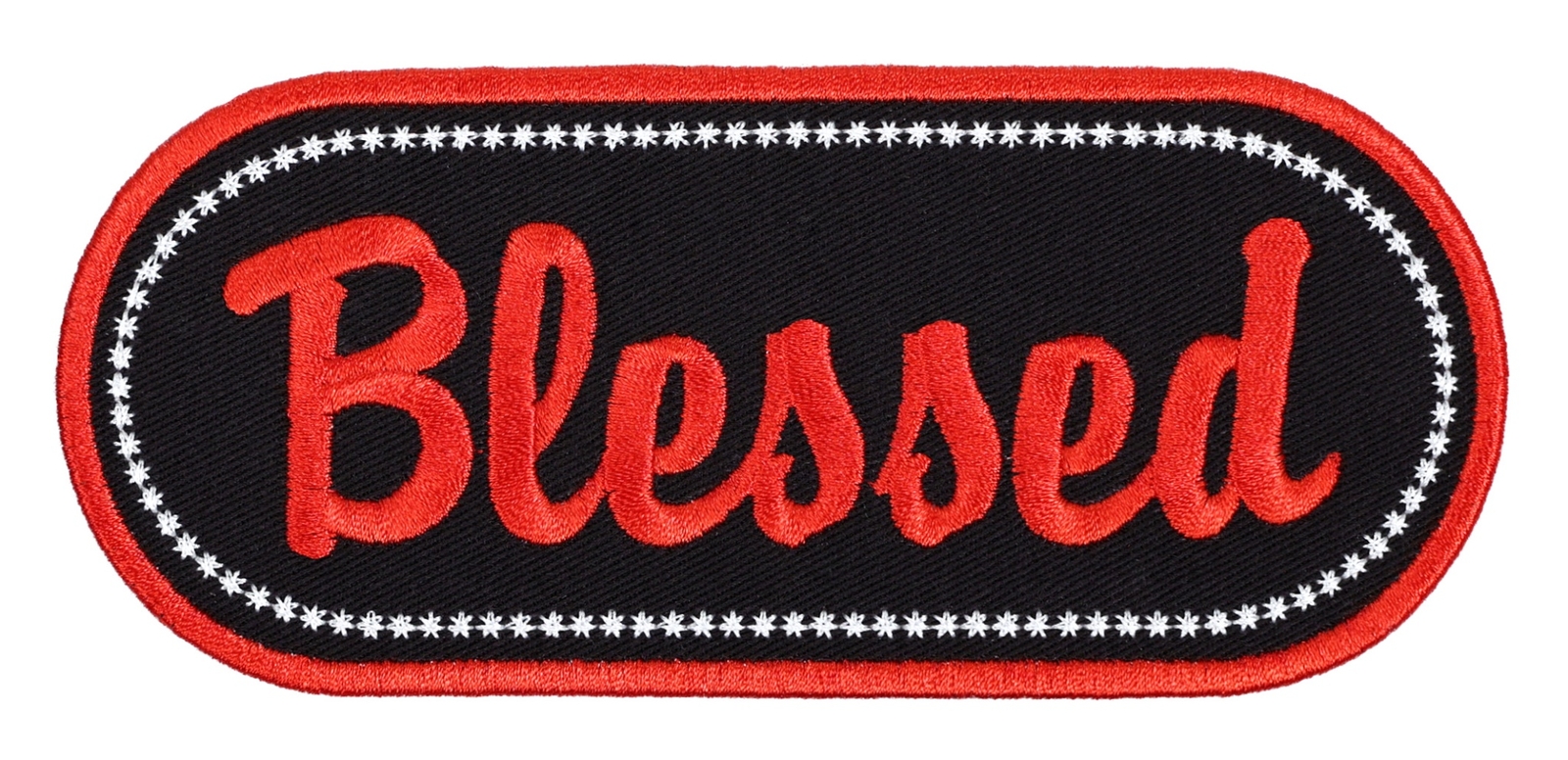 Blessed Oval Embroidered Patch Black/Red Iron-On Sew-On Shirt Jacket Backpack XL | eBay