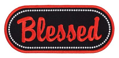 Blessed Oval Embroidered Patch Black/Red Iron-On Sew-On Shirt Jacket ...