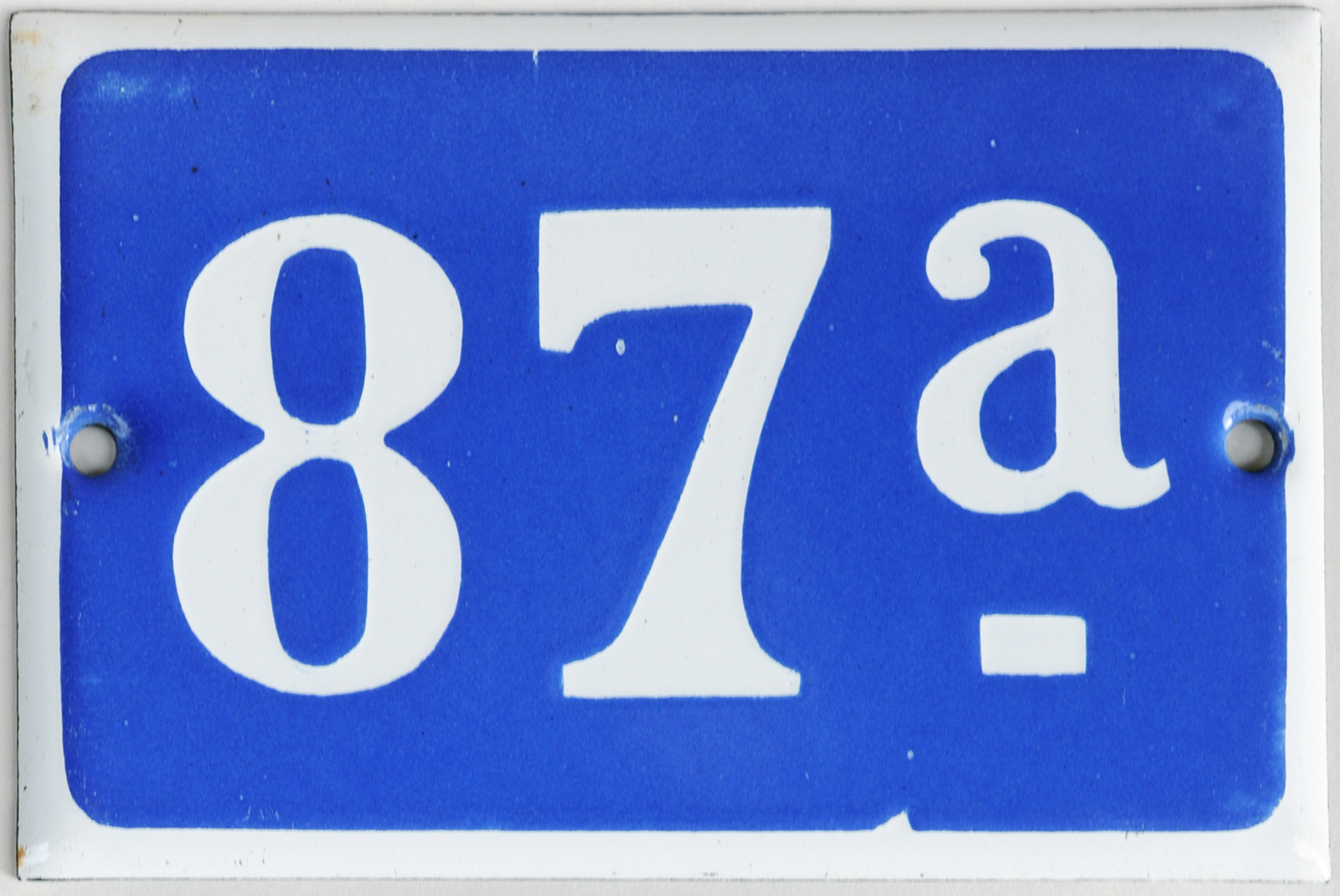 Old blue French house number 87 A door gate wall plate steel enamel ...
