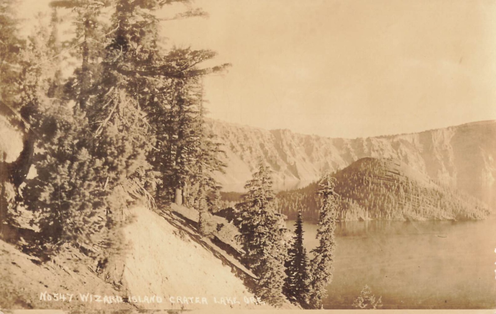 pc12375 postcard Wizard Island Crater Lake Oregon RPPC not postally ...