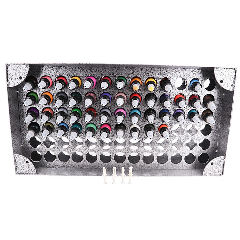 78-Holes Tattoo Ink Rack Wall Mounted Ink Bottle Display Holder Stand ...