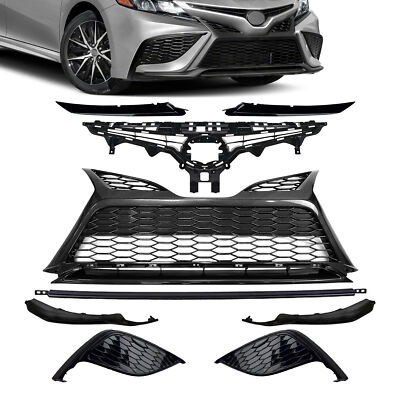 Fits 2021-2023 Toyota Camry SE Front Grille Black Trim Fog Light Bezel ...