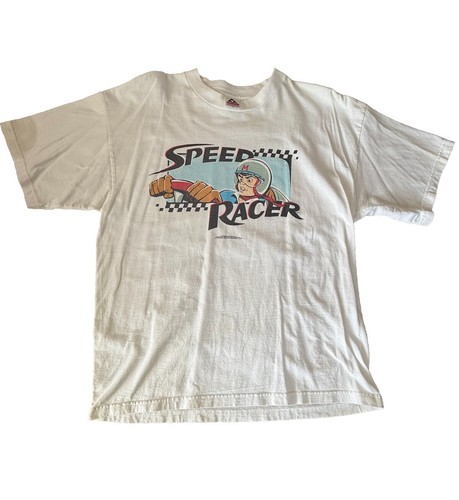 Vintage 1998 Speed Racer Men’s White T-Shirt XL - Gem