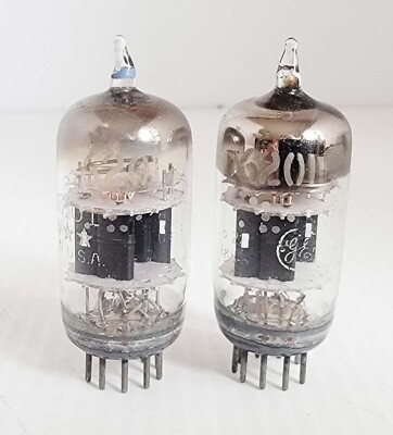 Pair GE 5 Star 6201 (12AT7WA) Preamp Tubes - Black Plates D Getters 3 ...