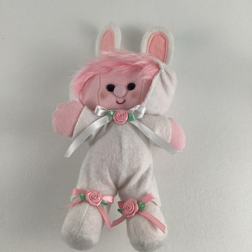 Plush Stuffed Animal Rose Bunny Homemade Vintage Hand Sewn Toy 10" Doll ...