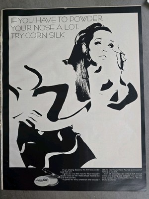 1967 Corn Silk powder your nose compact makeup cosmetics vintage Art ad ...