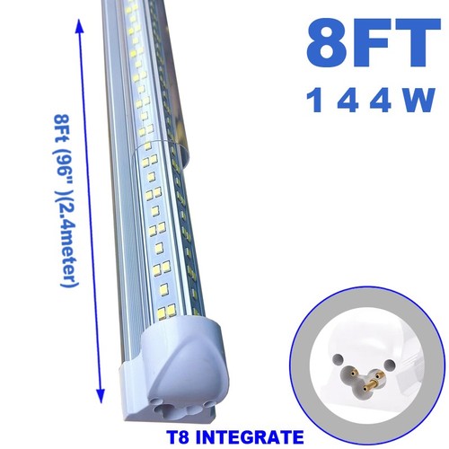 8 FT LED Shop Light Fixture -144W 18000LM, 6500K Integrated Tube Light ...