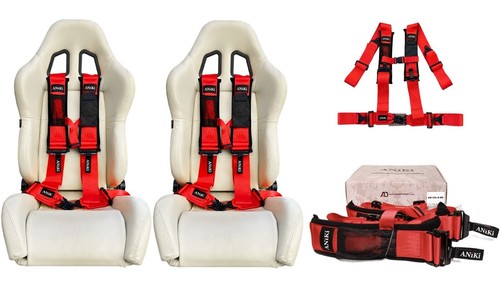ANIKI RED 4 POINT 3" LATCH & LINK SEAT BELT HARNESS EZ ADJUST UTV ...