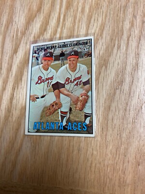 1967 Topps Baseball Atlanta Aces Denis Menke Tony Cloninger Card #396 ...