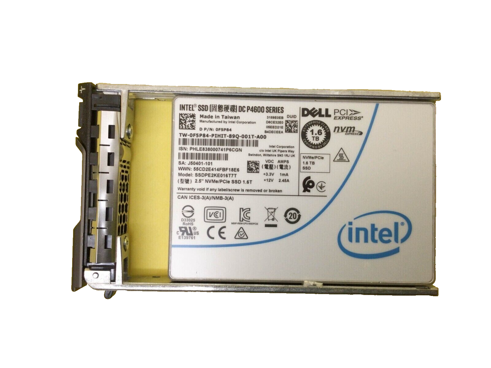 F5P84+Dell+Intel+DC+P4600+1.6TB+NVME+PCI-E+U.2+2.5%27%27+SSD+0F5P84 ...