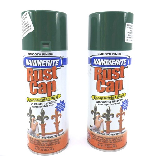 2 New Hammerite Rust Cap Smooth Finish DARK GREEN Spray Paint Can 12 oz ...