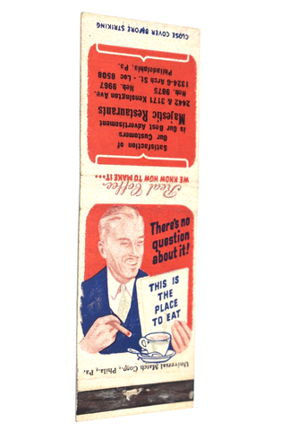 Majestic Restaurants Nebraska Real Coffee 20 Front Strike Matchbook ...