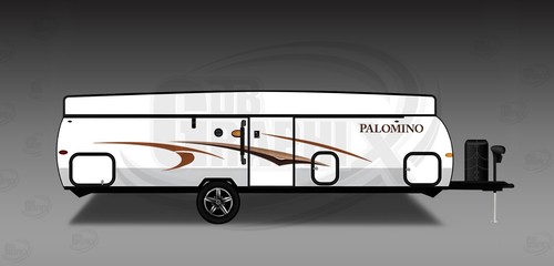 10 Rv Trailer Popup Camper Stripes Logos Palomino Stampede Graphics ...