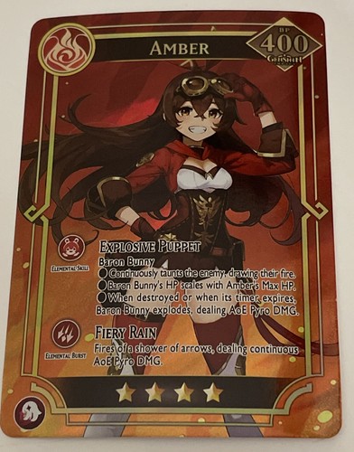 AMBER GLIDING CHAMPION Genshin Impact Anime Custom TCG CCG Card | eBay